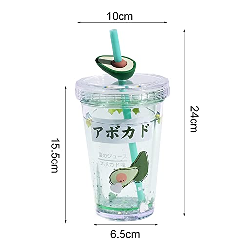 15oz Kawaiis Water Bottles with Straw Reusable Cups No Leak Water Bottle Cute Water Bottles Insulated Travel Tumbler Cup Women Girls Cute Water Bottle Gifts Home School Pink