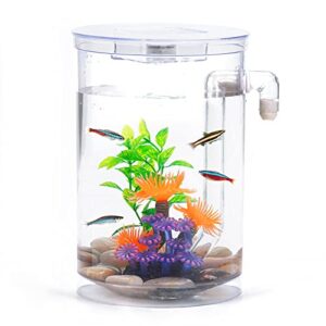 betta fish tank, 360 aquarium with led light, 1 gallon fish bowl, small fish tank starter kit, beta fish tank self cleaning as desktop decoration for office home room decor