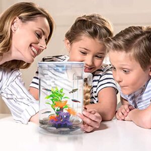 Betta Fish Tank, 360 Aquarium with LED Light, 1 Gallon Fish Bowl, Small Fish Tank Starter Kit, Beta Fish Tank Self Cleaning as Desktop Decoration for Office Home Room Decor