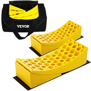 vevor camper leveler, 2 pack rv leveling blocks, hdpe material, include 2 curved levelers, 2 chocks, 2 rubber grip mats, hold up to 35000 lbs, fast and precise leveling for camper rv trailer