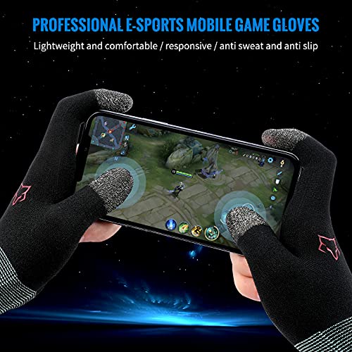 E-Sports Sara Gaming Gloves,Game Gloves, Gaming Finger Sleeves, Anti-Sweat Breathable, Thumb Sleeves for Highly Sensitive Nano-Silver Fiber Material, for Touch Screen (Medium(1pair))