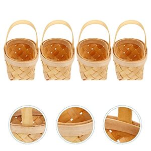 DOITOOL 4pcs Hand Woven Baskets Handmade Wood Baskets with Handles Mini Braided Basket Wood Chip Basket Hanging Baskets for Gifts Home Living Room Decor 9X6. 5CM