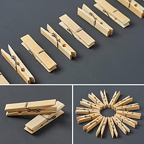 Loliyas Clothes Pins, Bamboo Wooden Clothespins Wood Clips, Small Close Pins Clothing Pins Clothes Pegs for Photos Crafts Pictures Baby Hanging Clothes Clothesline Laundry Clip, 40 Pack 2.4 Inch