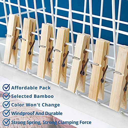 Loliyas Clothes Pins, Bamboo Wooden Clothespins Wood Clips, Small Close Pins Clothing Pins Clothes Pegs for Photos Crafts Pictures Baby Hanging Clothes Clothesline Laundry Clip, 40 Pack 2.4 Inch