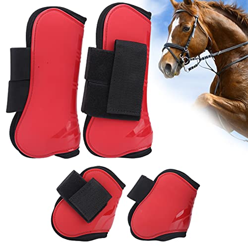 4Pcs Horse Tendon Boots Thicken PU Shell Protection Horse Boots Lightweight Open Front Hind Horse Leg Boots for Riding Shock Absorbing Jumping Protection