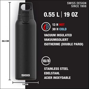 SIGG - Insulated Water Bottle - Thermo Flask H&C ONE Light Black - Removable Tea Infuser - Leakproof - BPA Free - 18/8 Stainless Steel - Black - 19 Oz