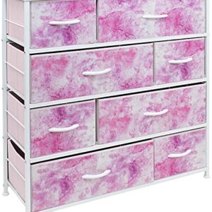 Sorbus Dresser for Kids Bedroom 8 Drawers - Storage Organizer Closet Furniture Chest for Girls & Boys, Nursery, Playroom, Clothes, Toys - Steel Frame, Wood Top, Fabric Bins (Tie-dye Pink)