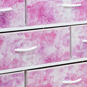 Sorbus Dresser for Kids Bedroom 8 Drawers - Storage Organizer Closet Furniture Chest for Girls & Boys, Nursery, Playroom, Clothes, Toys - Steel Frame, Wood Top, Fabric Bins (Tie-dye Pink)