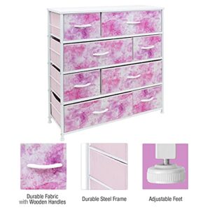 Sorbus Dresser for Kids Bedroom 8 Drawers - Storage Organizer Closet Furniture Chest for Girls & Boys, Nursery, Playroom, Clothes, Toys - Steel Frame, Wood Top, Fabric Bins (Tie-dye Pink)