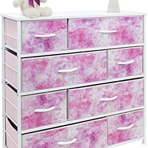 Sorbus Dresser for Kids Bedroom 8 Drawers - Storage Organizer Closet Furniture Chest for Girls & Boys, Nursery, Playroom, Clothes, Toys - Steel Frame, Wood Top, Fabric Bins (Tie-dye Pink)