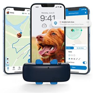 tractive gps tracker for dogs - waterproof, gps location & smart pet activity tracker, unlimited range, works with any collar (midnight blue)