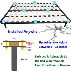 2PCs Bed Support Legs Adjustable Height Bed Frame Center Support Leg for Bed Frame Legs Replacement King Queen Bed Slats Support Bed Reinforcement Kit Bed Replacement Parts Furniture Bed Frame Support