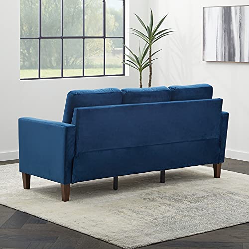 Edenbrook Archer Upholstered Couch – Couches for Living Room – Blue Velvet Couch - Living Room Furniture - Small Couch - Seats Three - Straight Arm Modern Couch