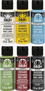 folkart set, outdoor basics set of 6 2 fl oz / 59 ml brilliant gloss acrylic paints for easy to apply diy crafts, art supplies with a glossy finish, 7537, (pack of 6), multiple color 12