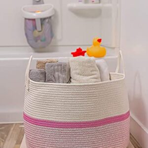 Wide Rope Laundry Basket (3-Toned Pink) + Wide Rope Laundry Basket (Striped/Pink) - PINK