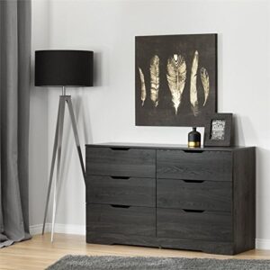 Home Square 4 Piece Modern Bedroom Furniture Set - 6 Drawer Dresser for Bedroom / 5 Chest of Drawers for Bedroom/Small Nightstand with Drawer and Shelf - Set of 2 / Distressed Grey Oak