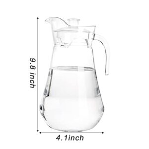 SOUJOY 2 Pack Plastic Pitcher, 70 oz Clear Iced Water Pitcher with Lid and Handle, Heat Resistant BPA-Free Tea Pitcher for Juice, Milk, Cold or Hot Beverages