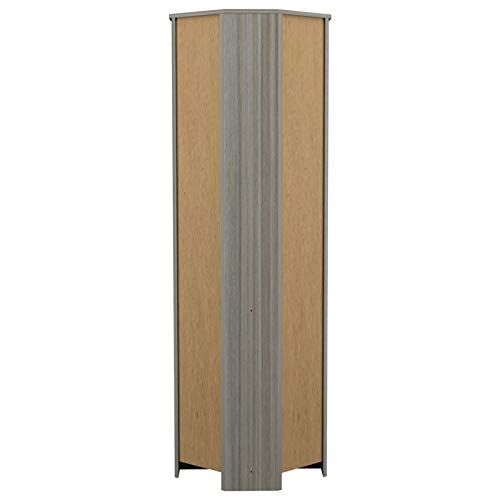 Pemberly Row 71" 5 Shelf Engineered Wood Corner Bookcase in Gray Smoke Oak