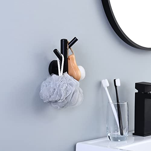 KES Wall Hooks Towel Hooks, Hooks for Hanging Heavy Duty, Wall Hangers for Clothes Double Hook, SUS304 Stainless Steel Matte Black, BRH200-BK