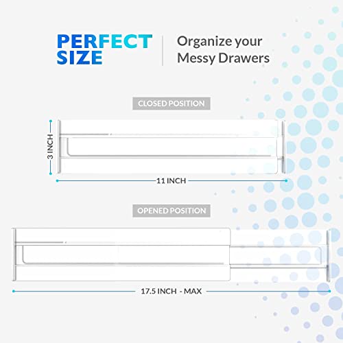 WJWSKI Drawer Dividers and Organizers 2 Set, 11-19" Expandable Dresser Drawers Dividers, 8cm Deep Drawer Separators for Clothing Storage, Adjustable Drawer Divider for Kitchen Utensils, Clear Plastic