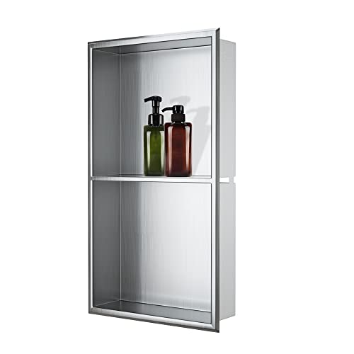 Jolitac Stainless Steel Shower Niche Inwall 12" X 24", Double Placed Tiers Bathroom Storage Shelf Niche Perfect for Shampoo and Soap Storage