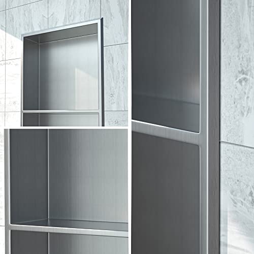 Jolitac Stainless Steel Shower Niche Inwall 12" X 24", Double Placed Tiers Bathroom Storage Shelf Niche Perfect for Shampoo and Soap Storage