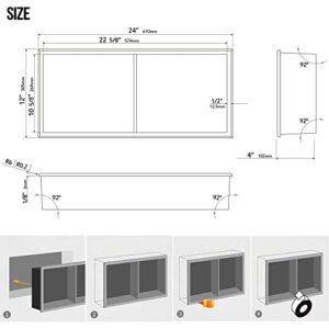 Jolitac Stainless Steel Shower Niche Inwall 12" X 24", Double Placed Tiers Bathroom Storage Shelf Niche Perfect for Shampoo and Soap Storage