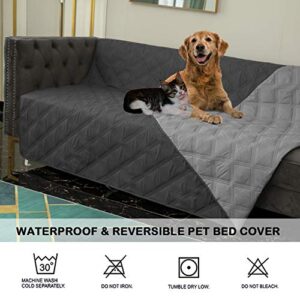 SUNNYTEX Waterproof & Reversible Dog Bed Cover Pet Blanket Sofa, Couch Cover Mattress Protector Furniture Protector for Dog, Pet, Cat(40"*50",Dark Grey/Grey)