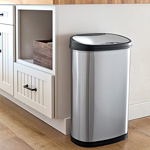 NINESTARS DZT-50-22, 13.2 GALLONS / 50 LTRS, Stainless Steel, Motion Sensor Trash CAN