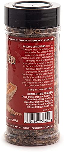 Fluker's Freeze Dried Crickets Reptile Food 1.2oz - Includes Attached DBDPet Pro-Tip Guide