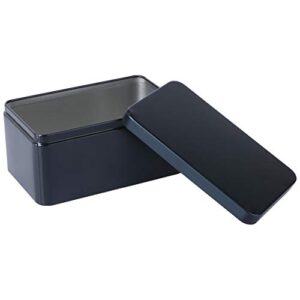 nuobesty rectangular tin box empty tin box containers portable tea storage container with lid home storage box for tea candy (black)