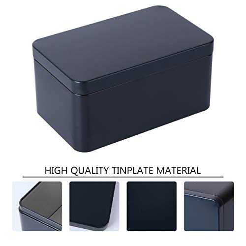 NUOBESTY Rectangular Tin Box Empty Tin Box Containers Portable Tea Storage Container with Lid Home Storage Box for Tea Candy (Black)