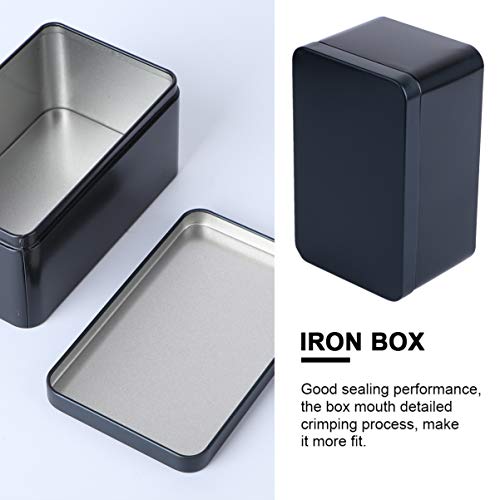 NUOBESTY Rectangular Tin Box Empty Tin Box Containers Portable Tea Storage Container with Lid Home Storage Box for Tea Candy (Black)