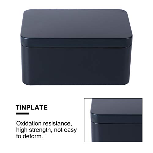 NUOBESTY Rectangular Tin Box Empty Tin Box Containers Portable Tea Storage Container with Lid Home Storage Box for Tea Candy (Black)