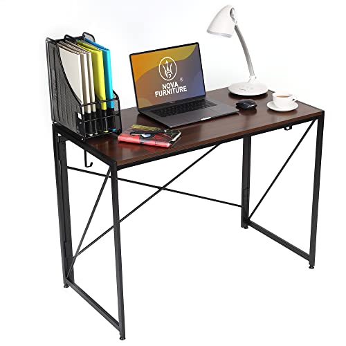 Nova Furniture Group Folding Home Office Computer Desk, Portable multifunction Study Writing Laptop Table For Urban Small Space Apartment, Condo & Dorm, Space Saving, Waterproof desktop, Easy Assemble