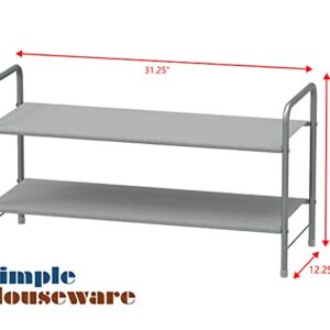 Simple Houseware 2-Tier Shoe Rack Storage Organizer, Grey