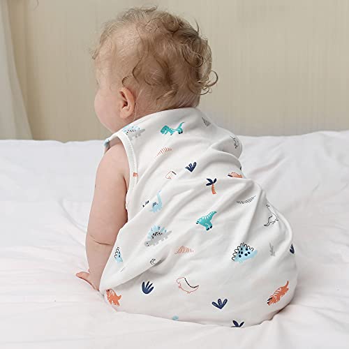 DaysU Cotton Baby Wearable Blanket, Sleeveless Baby Sleep Sack with One-Way Zipper, Embroidered and Printed Baby Wearable Blanket for Newborn Baby Boys 18-24 Months, 2-Pack, Blue Dinosaur