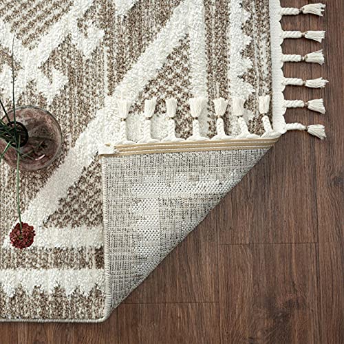 LUXE WEAVERS Ibiza Collection 8066 Brown 6x9 South Western Fringe Geometric Area Rug