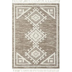 LUXE WEAVERS Ibiza Collection 8066 Brown 6x9 South Western Fringe Geometric Area Rug