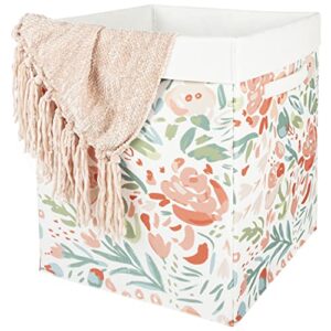 Sammy & Lou Painterly Floral Collapsible Felt Bin Hamper With Two Handles, Great For Holding Toys, Gear, Blankets, Clothes Or Just Keeping Clutter Out Of Sight, 15 in x 18 in x 15 in