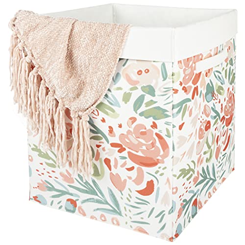 Sammy & Lou Painterly Floral Collapsible Felt Bin Hamper With Two Handles, Great For Holding Toys, Gear, Blankets, Clothes Or Just Keeping Clutter Out Of Sight, 15 in x 18 in x 15 in