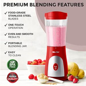 Mueller Ultra Bullet Personal Blender for Shakes and Smoothies with 15 Oz Travel Cup and Lid, Juices, Baby Food, Heavy-Duty Portable Blender & Food Processor, Red