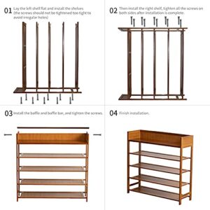 Suwoic Bamboo Shoe Rack Organizer, 5 Tier Shoe Shelf Storage Organizer, for Entryway, Hallway, and Closet (Brown-31.5)