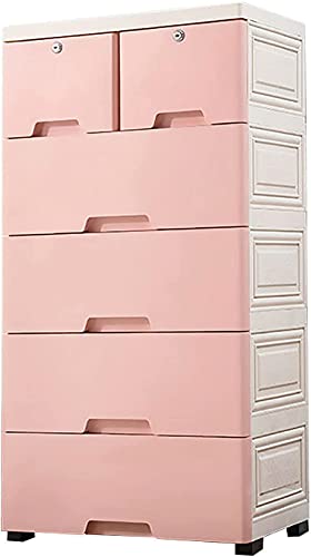 DENEST Plastic Dresser for Clothes Kids Dresser for Bedroom Organization and Storage 6 Drawers Tower Closet Drawers Portable Clothes Storage Cabinet with 4 Wheels for Home Nightstand (Pink)