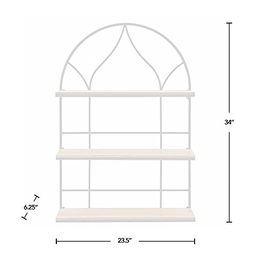 FirsTime & Co. Natural Edgewood Arch Wall Shelf, Wall Mounted Floating Shelf for Bedroom, Kitchen, Living Room, Bathroom, Home Office, Wood, 23.5 x 6.25 x 34 inches