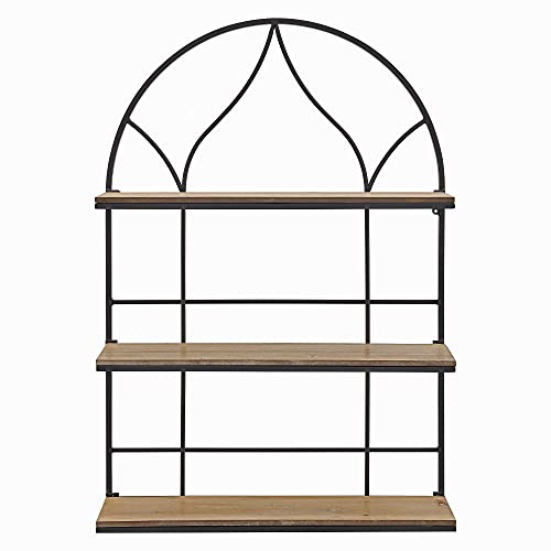 FirsTime & Co. Natural Edgewood Arch Wall Shelf, Wall Mounted Floating Shelf for Bedroom, Kitchen, Living Room, Bathroom, Home Office, Wood, 23.5 x 6.25 x 34 inches