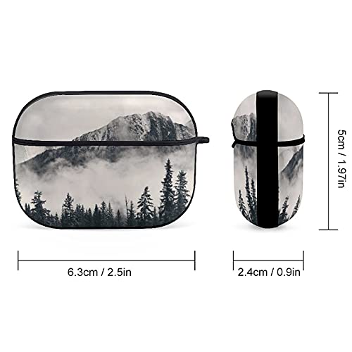 YouTary Forest Tree Foggy Mountain Pattern Apple Airpods pro Case Cover with Keychain, AirPod Headphone Cover Unisex Shockproof Protective Wireless Charging Headset Accessories