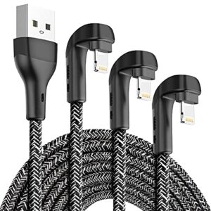 3pack 90 degree iphone charger 10ft, apple mfi certified 10 feet lightning cord long, nylon right angle 10 foot apple iphone charging cable for apple iphone 13/12/11/11pro/11max/xs/xr /8/7/6s/se/6/5