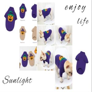 Neiwech Dog Sweater Halloween Pumpkin Pet Dog Sweaters Holiday Party Knitwear for Puppy (Purple, M)