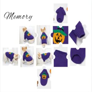 Neiwech Dog Sweater Halloween Pumpkin Pet Dog Sweaters Holiday Party Knitwear for Puppy (Purple, M)